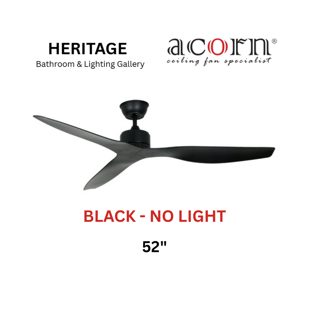 Acorn Intaglio DC-159 52" Matt Black Ceiling Fan – Heritage Bathroom ...