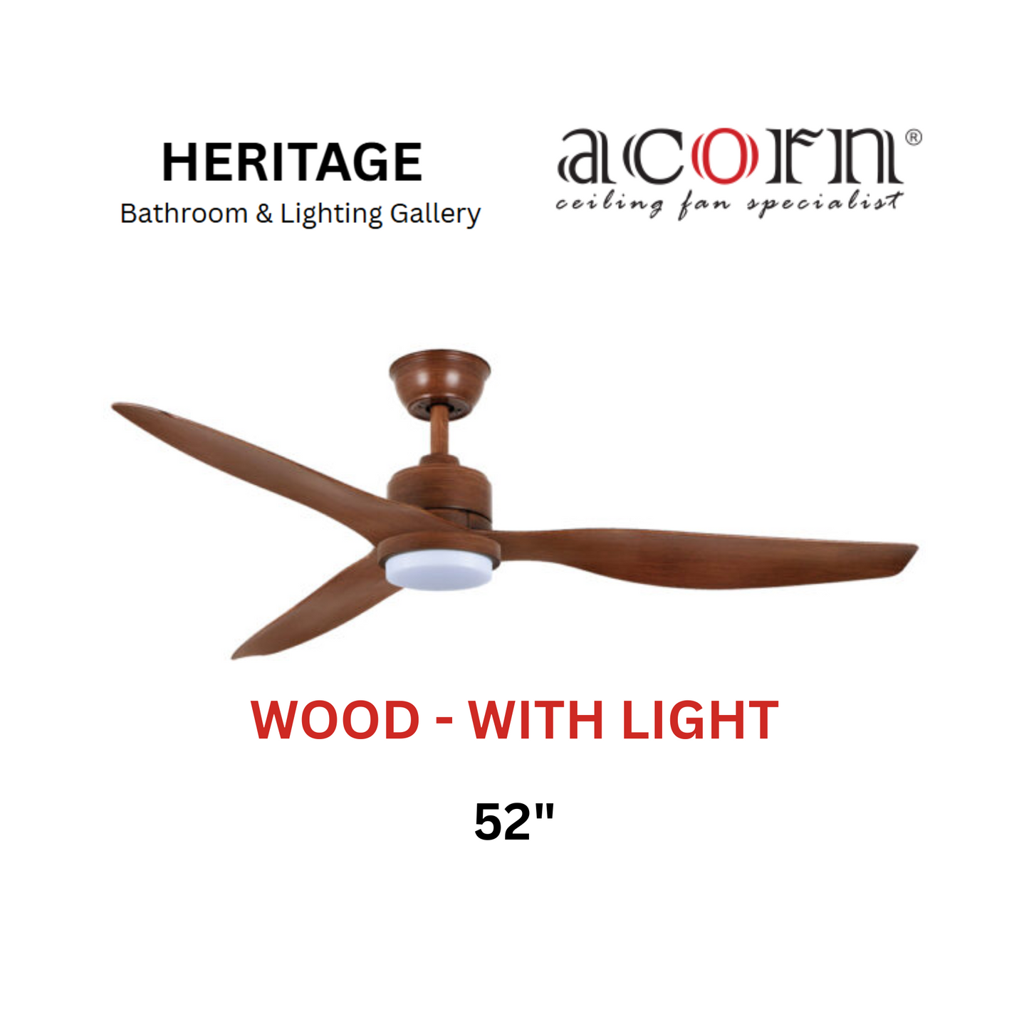 Acorn Intaglio DC-159 52" Wood Ceiling Fan With 22W RGB – Heritage ...