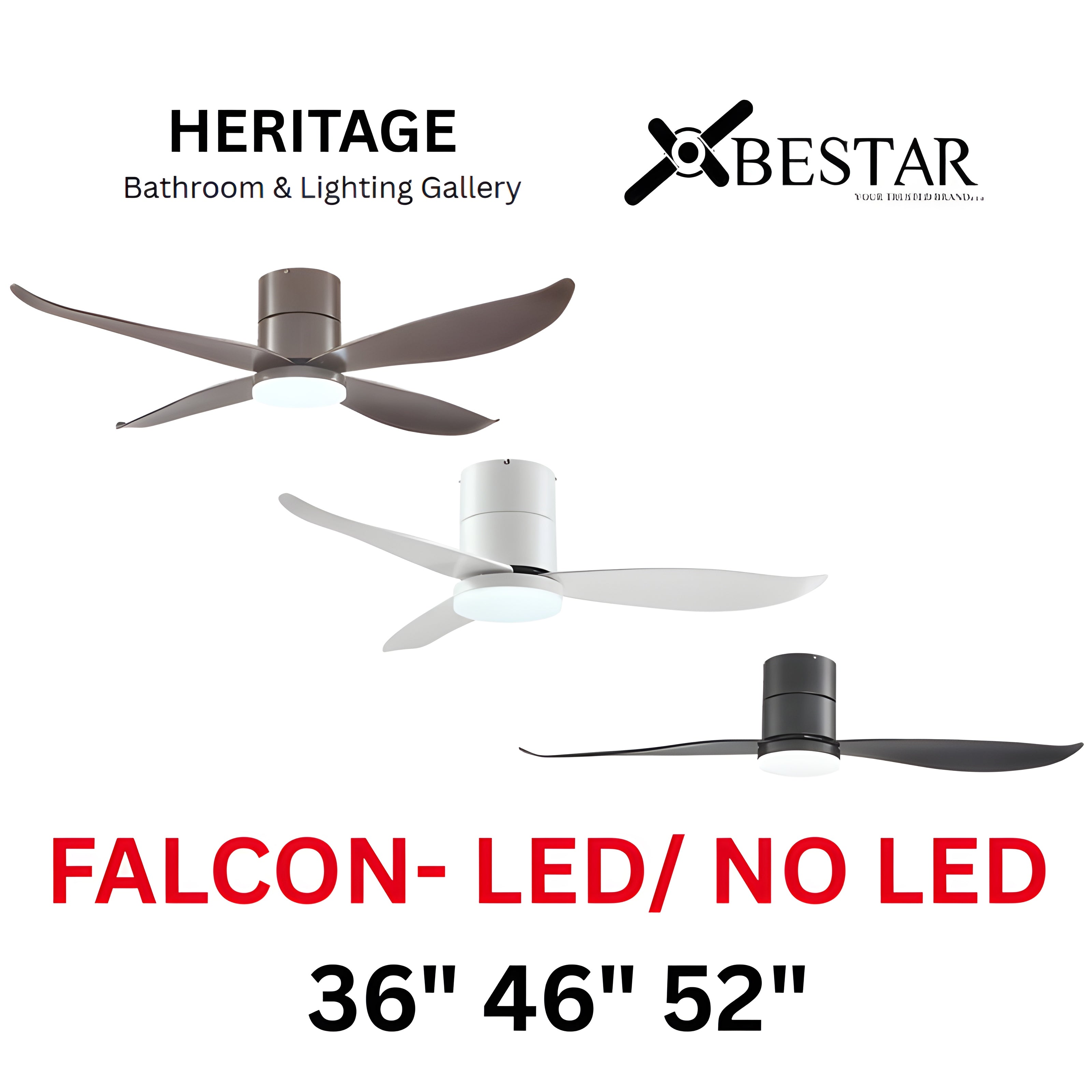 Bestar Falcon 36" / 46" / 52" Ceiling Fan With 20W LED RGB – Heritage ...