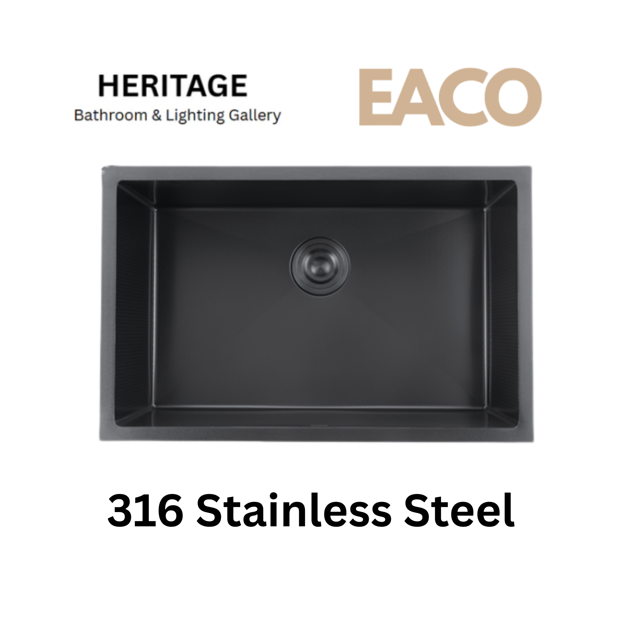 EACO Nano Black Honeycomb 316 Stainless Steel Sink – Heritage Bathroom ...