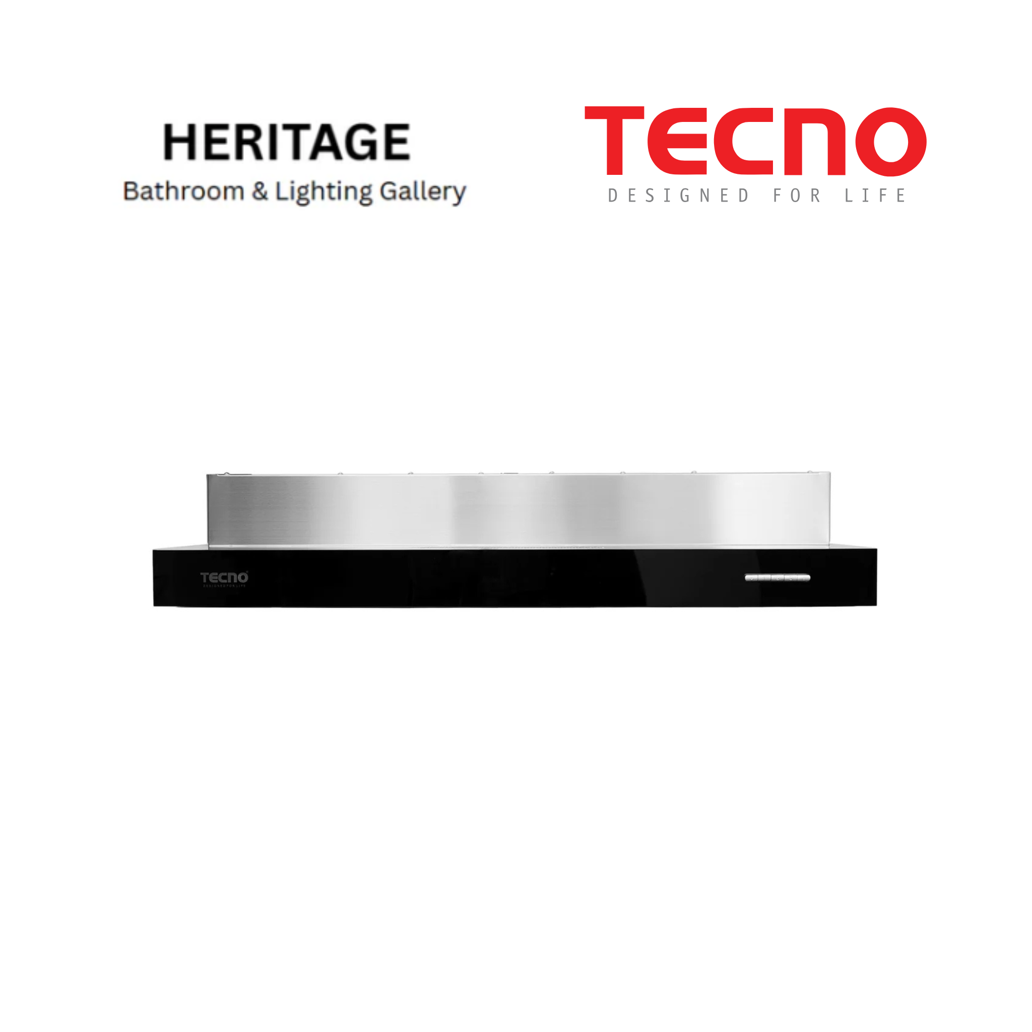 Tecno 60cm Slim Line Cooker Hood with Black Acrylic Front Panel ...