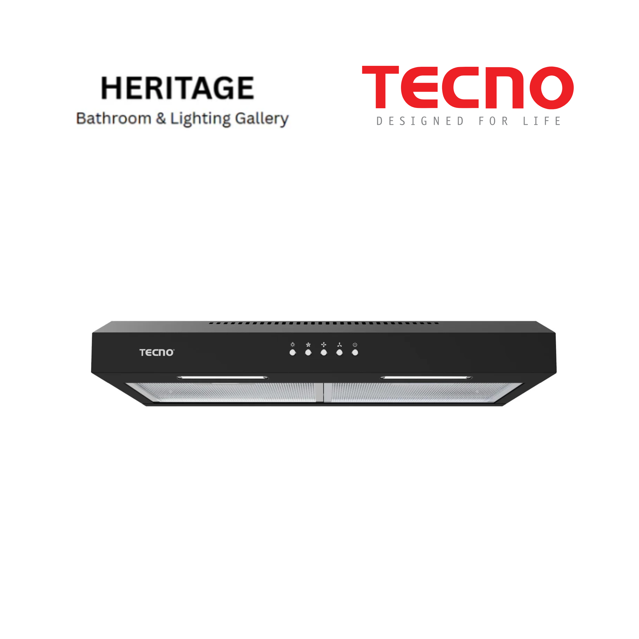 Tecno 60cm Full Matte Black Ultra Slim Hood with Black Front Panel ...