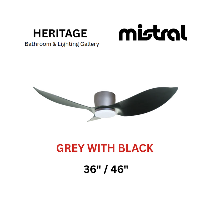 Mistral Solar Grey With Black With Light Ceiling Fan – Heritage ...