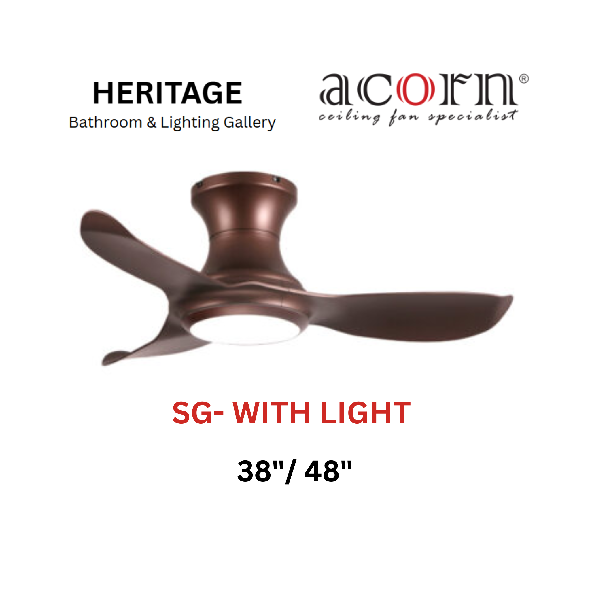 Acorn DC-368H SG With Light Ceiling Fan – Heritage Bathroom Gallery