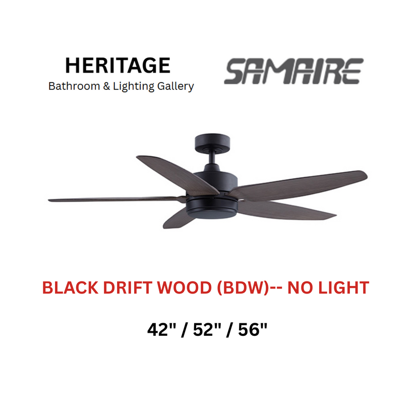 Samaire 5 Blade Black Drift Wood (BDW) No Light Design Ceiling Fan ...