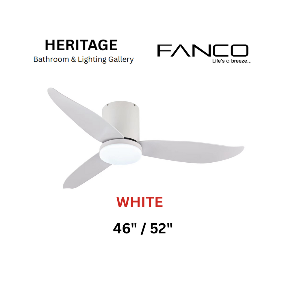 Fanco Rito 3 White With Light Ceiling Fan – Heritage Bathroom Gallery