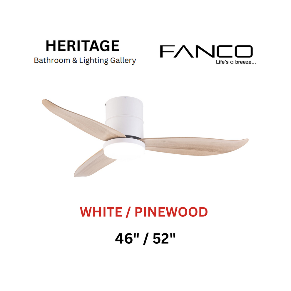 Fanco Rito 3 White/ Pinewood With Light Ceiling Fan – Heritage Bathroom ...