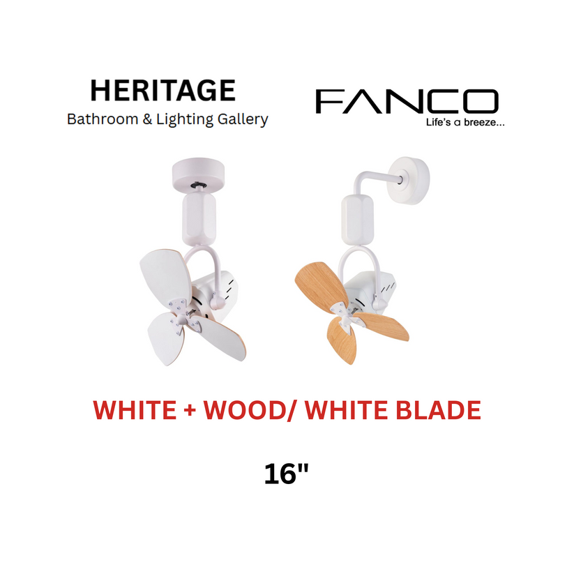 Fanco Dono 16" White Corner Fan – Heritage Bathroom Gallery