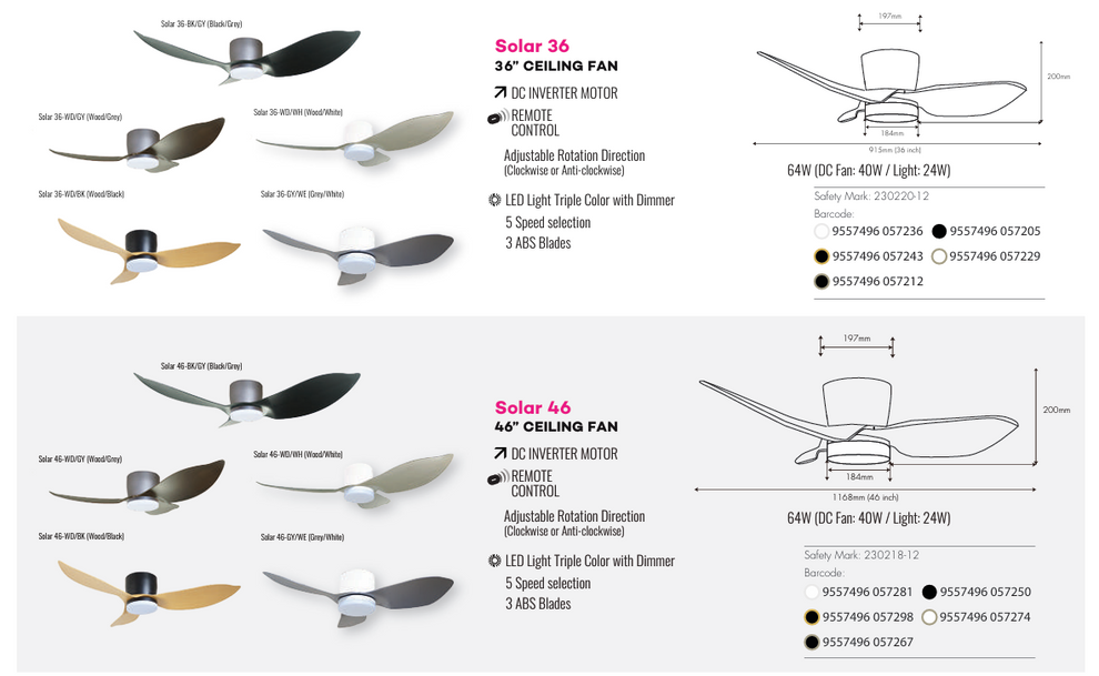 Mistral Solar White With Wood With Light Ceiling Fan – Heritage ...